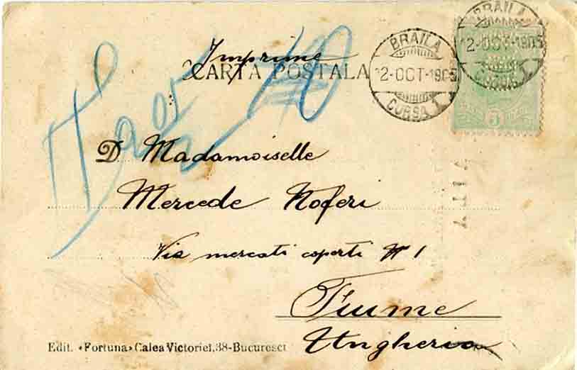 1905 Romania Flag BRAILA Perfin CBR Postcard – BalkanPhila