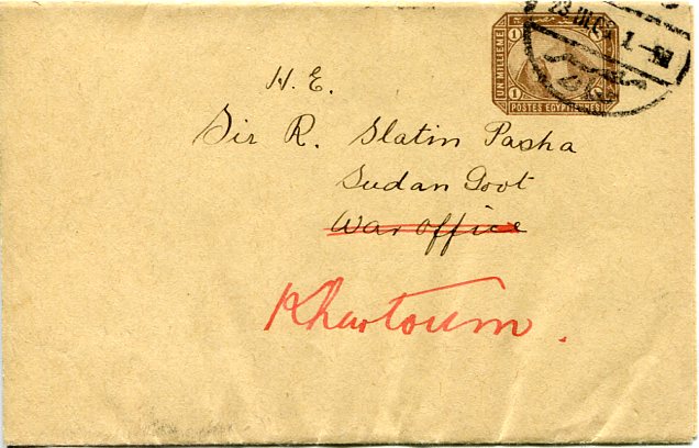 1908 Egypt 1m Wrapper to Slatin Pasha Sudan – BalkanPhila