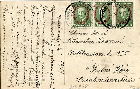 1927 Albania Vlore Postcard to Czechoslovakia – BalkanPhila