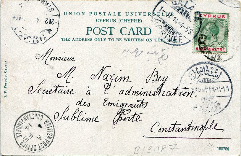 1914 Cyprus Perapedhi Postcard to Istanbul – BalkanPhila