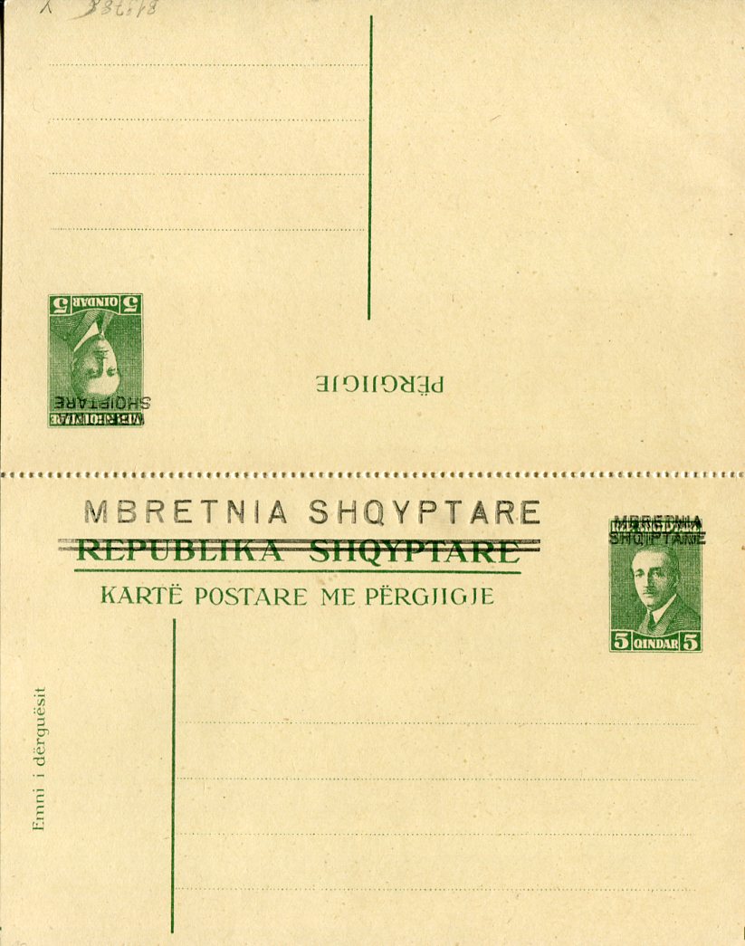 1932 Albania King Zogu 5+5 unused Postal Card – BalkanPhila