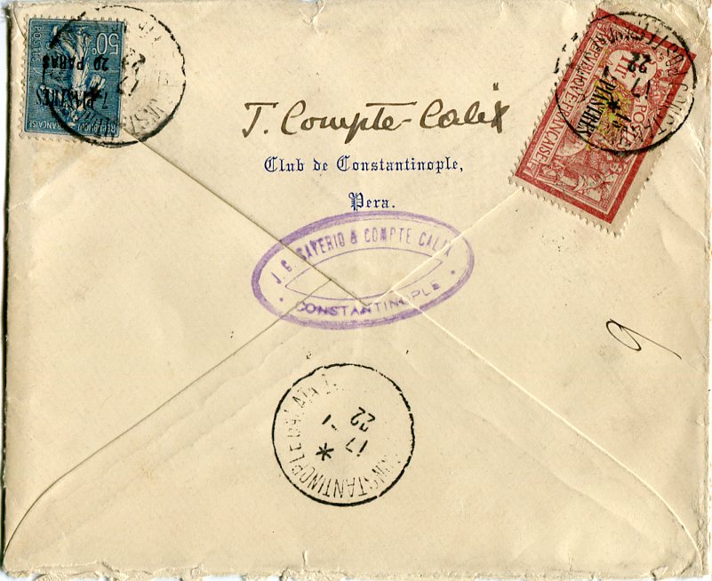 1922 French Levant Istanbul Registered Commercial – BalkanPhila