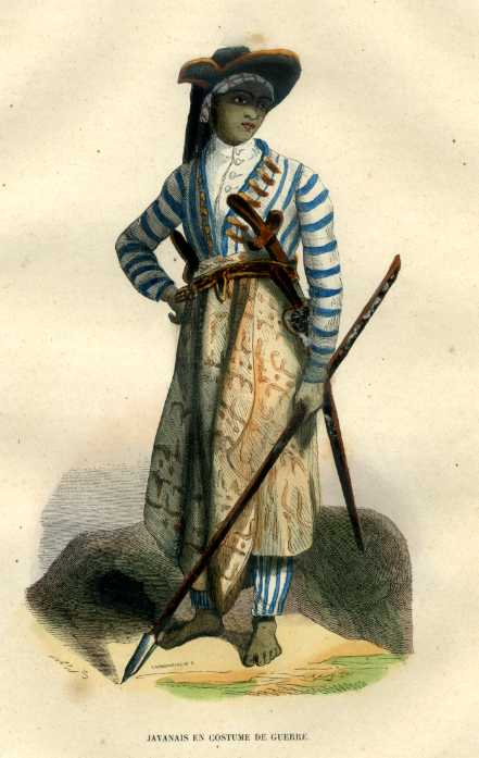 Javanese Warrior Indonesia 1844 Gravure – BalkanPhila