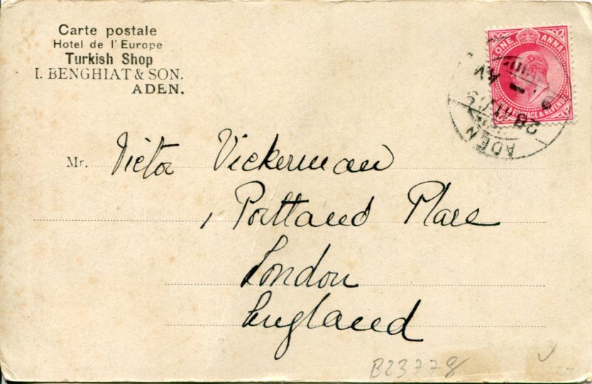1909 Aden Arabs Postcard to London – BalkanPhila