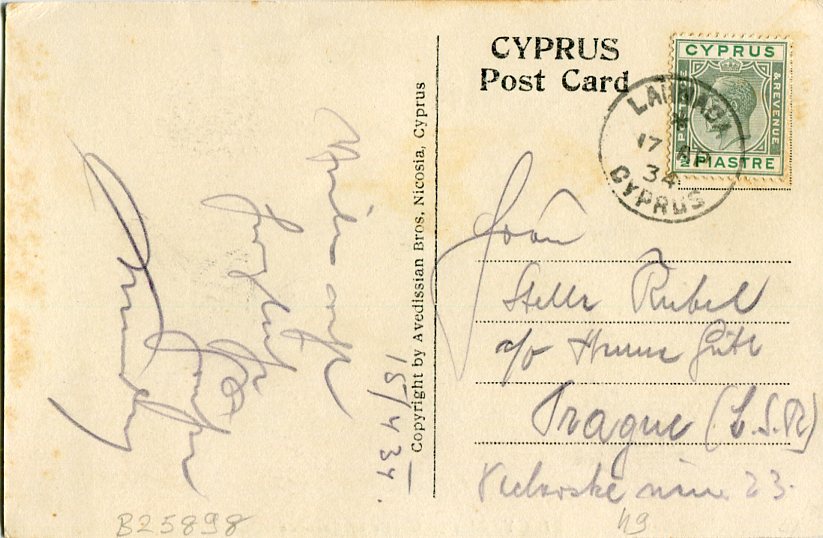 Cyprus Larnaca Postcard to Czechia ed. Avedissian – BalkanPhila
