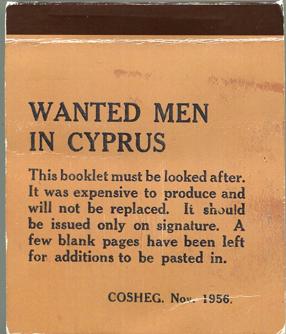 1956 Cyprus Wanted Men Reproduced Booklet 50 Pictures – BalkanPhila