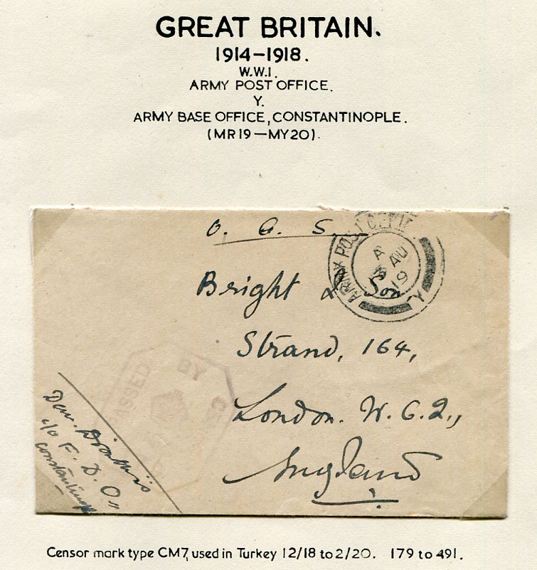 1919 British Army APO Y Constantinople to London – BalkanPhila