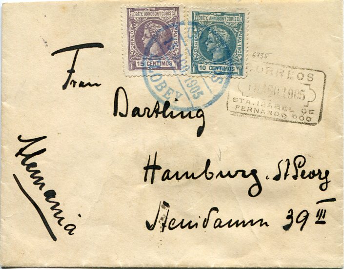 1905 Equatorial Guinea Elobey to Hamburg – BalkanPhila